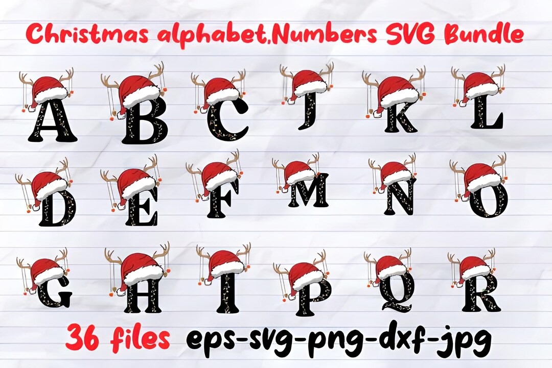 Christmas Alphabet,numbers SVG Bundle, Christmas Letters, Christmas ...