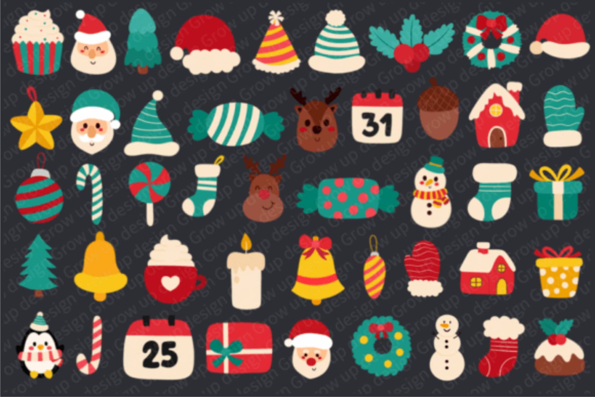 Collection of Christmas Icons Clipart, Christmas Bundle - Etsy