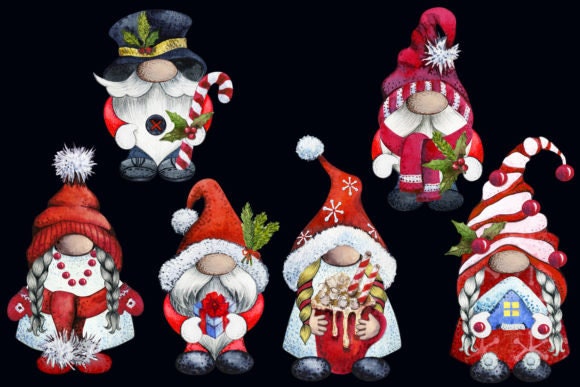 Christmas Gnomes Clipart, Christmas, New Year, Christmas Gnomes, Png - Etsy