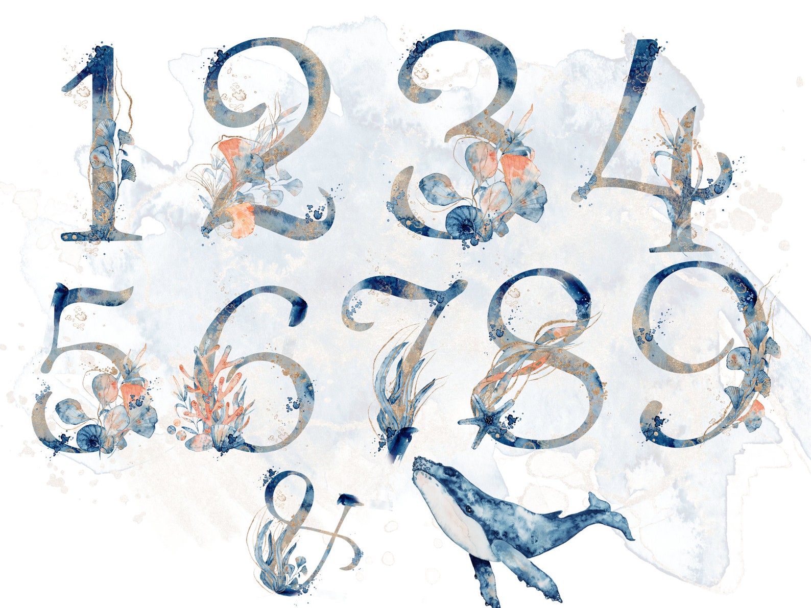 Ocean Alphabet and Numbers Print Set, Ocean Alphabet and Numbers Print ...
