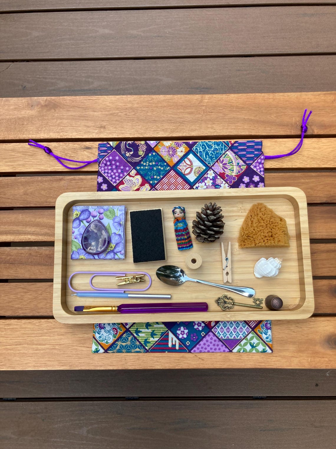 Purple Diamond Montessori Mystery Bag With Objects: Handmade ...