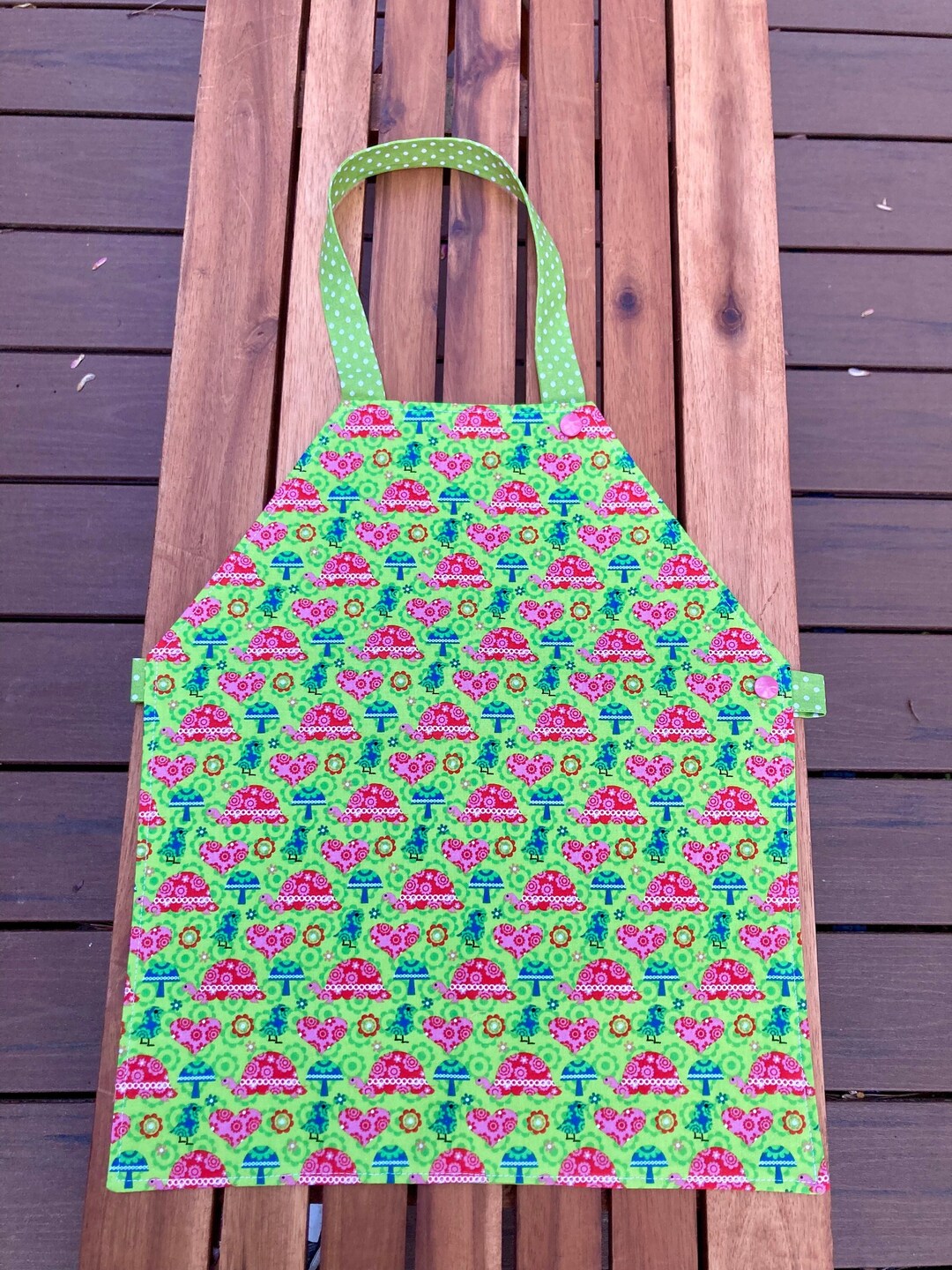 Pink and Green Montessori Apron With Pink Snaps Primary 3-6 Years Apron ...