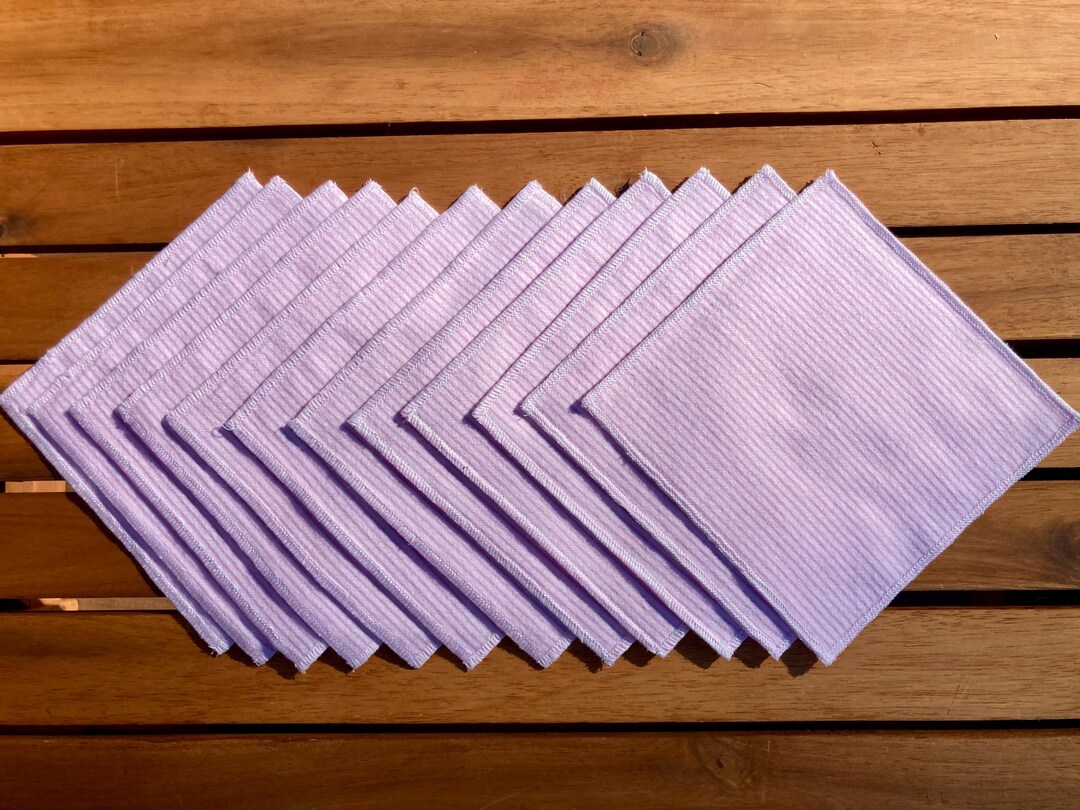 Pink Striped Flannel Polishing Cloths: Montessori Dust Cloths, Set of ...