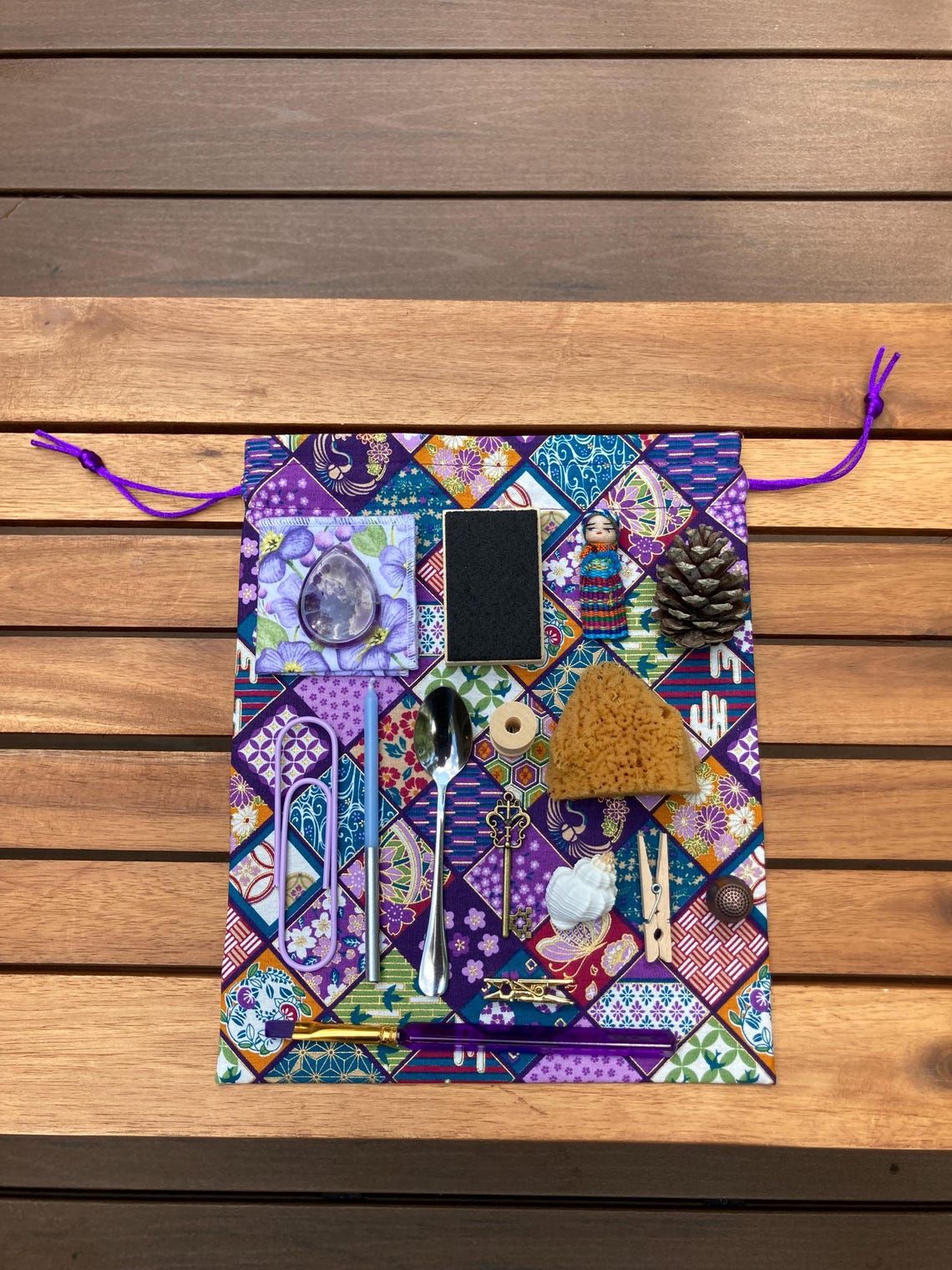 Purple Diamond Montessori Mystery Bag With Objects: Handmade ...