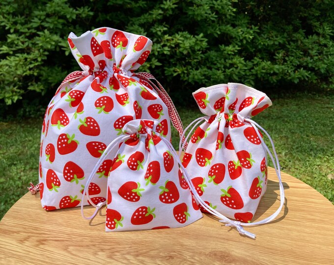 Strawberry Drawstring Bags | Party Favor Bag| Reusable Fabric ...