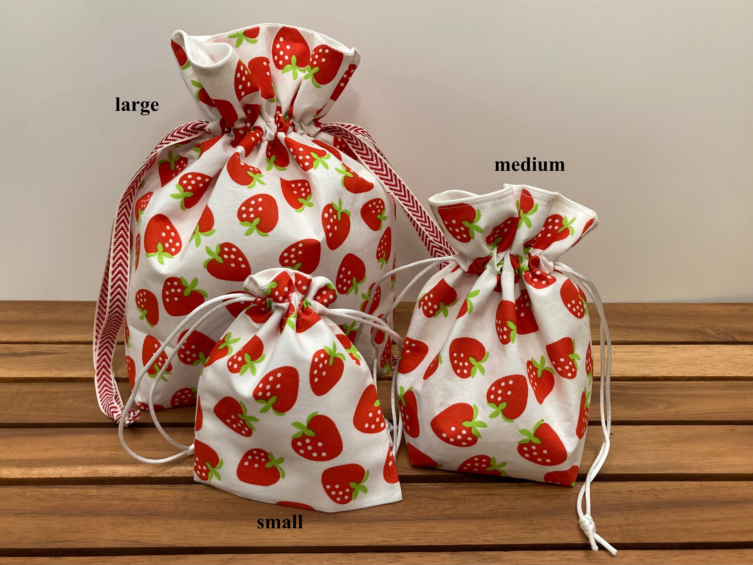 Strawberry Drawstring Bags Party Favor Bag Reusable Fabric Drawstring ...