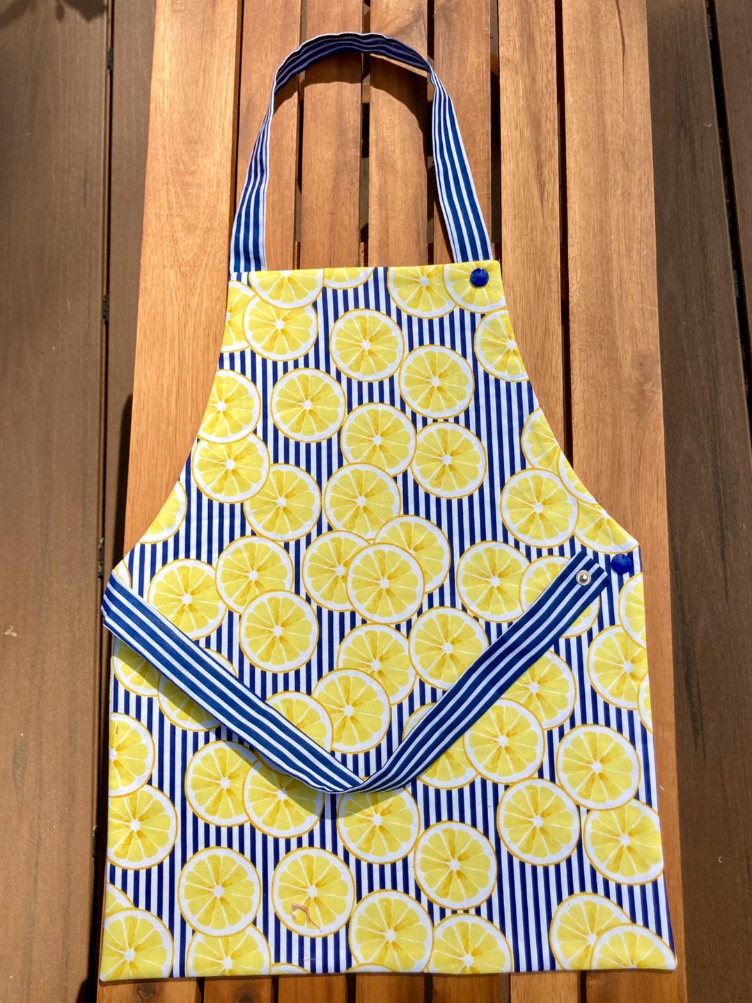 Lemon-themed Blue and White Child-sized Apron | Citrus Montessori ...