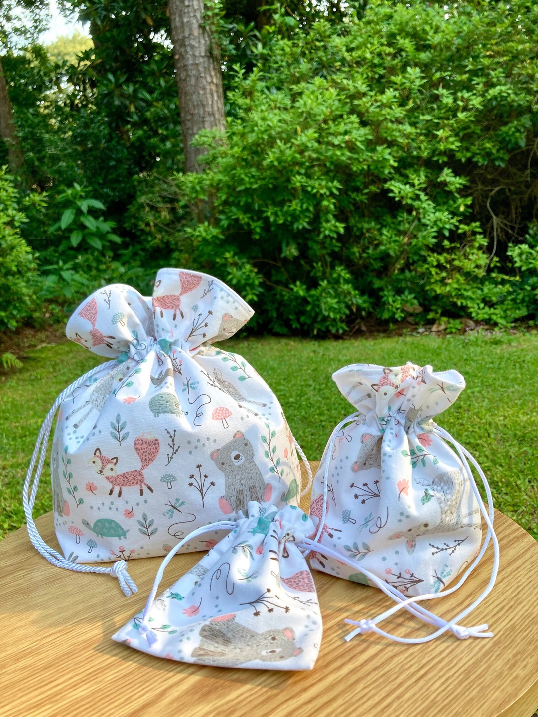 Forest Friends Animal Drawstring Bags| Baby Shower Gift Bag| Reusable ...