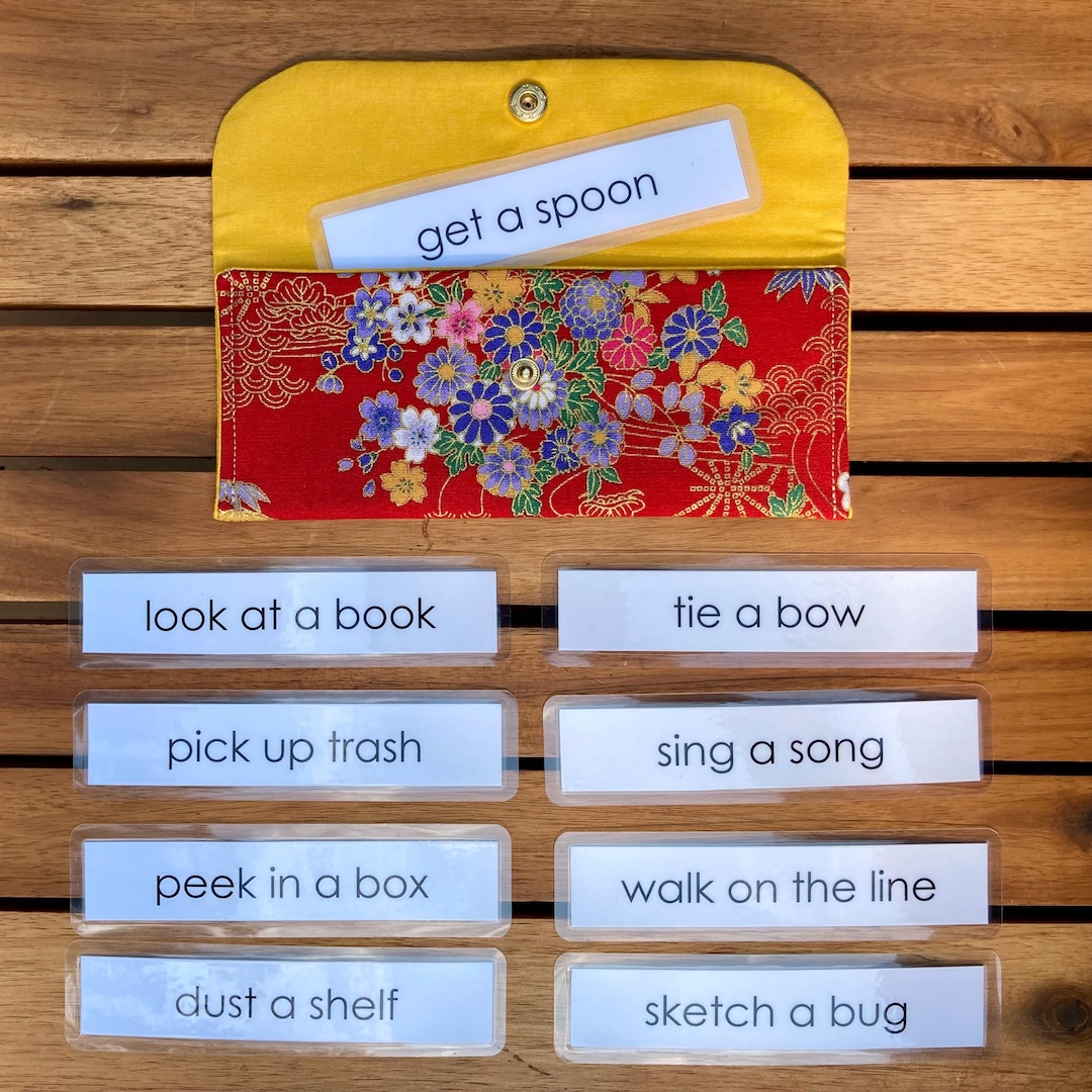 Montessori Phonogram Command Cards (30): Red Floral Pouch, Reading ...