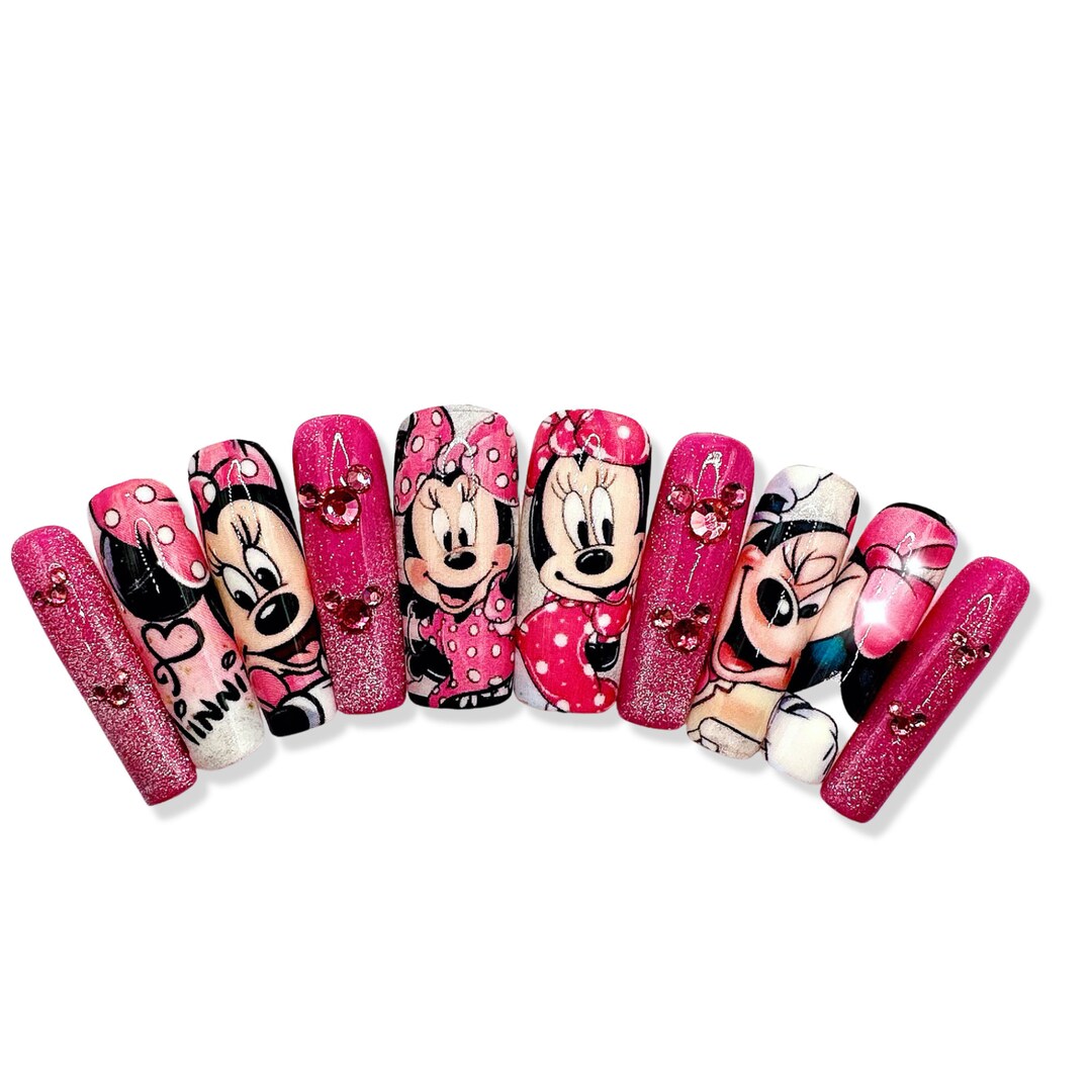 Minnie Mouse Nails Minnie Nails Custom Press On Nails Etsy