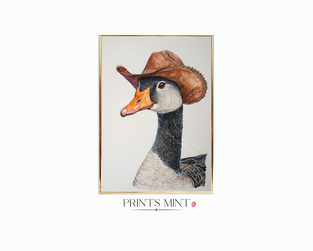 Goose Wall Art Painting, Cowboy Goose Print, Silly Gose, Printable Wall ...