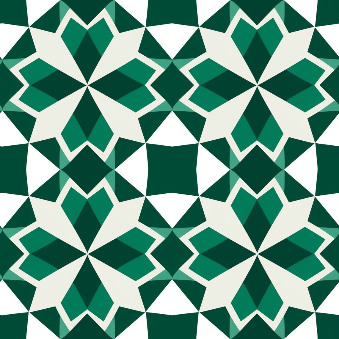 8 Green and White Seamless Patterns Green Ceramic Porcelain Pattern ...