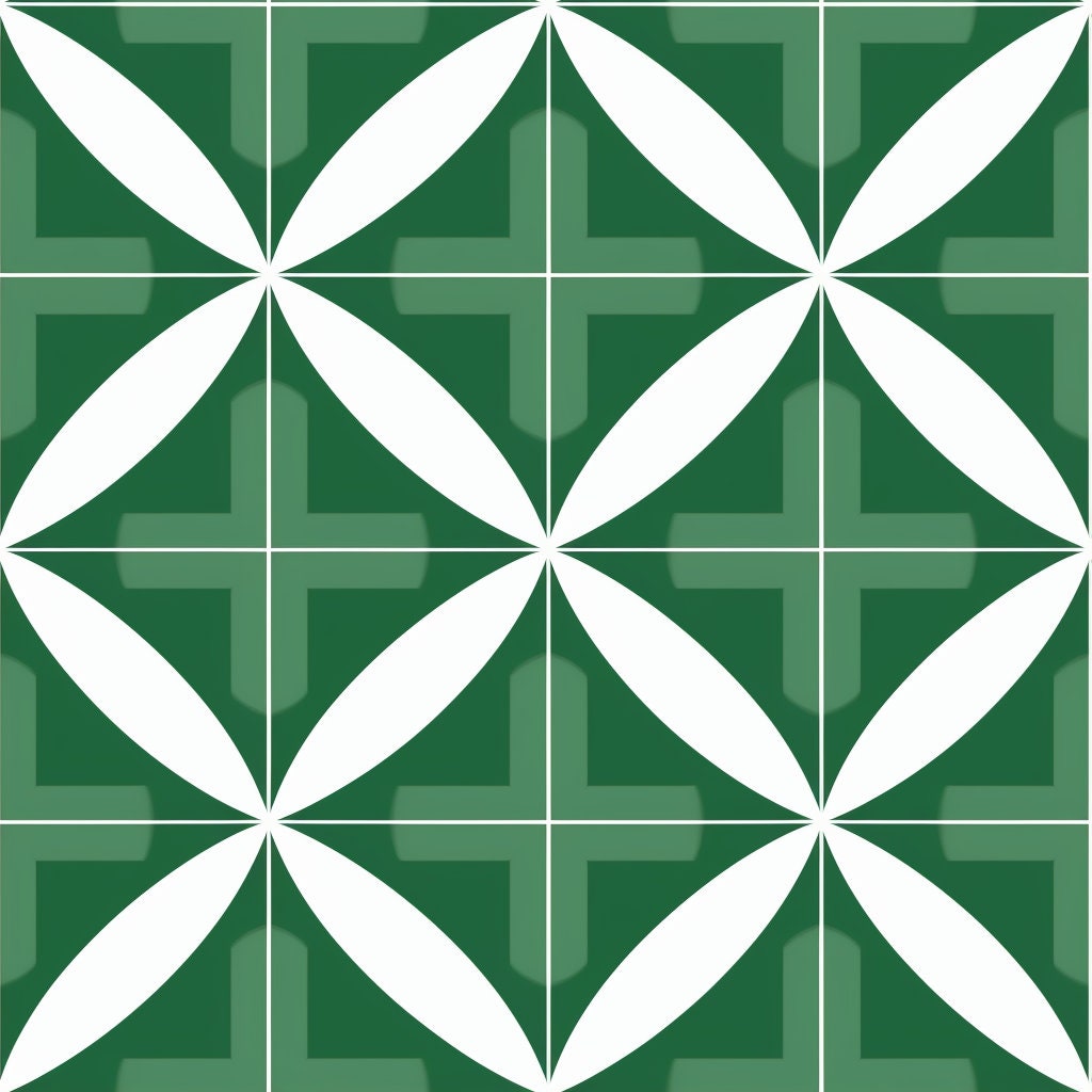 8 Green and White Seamless Patterns Green Ceramic Porcelain Pattern ...