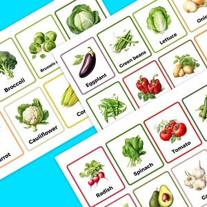 24 Vegetable Flash Cards Kids Matching Printable Flash Cards Flash Card ...