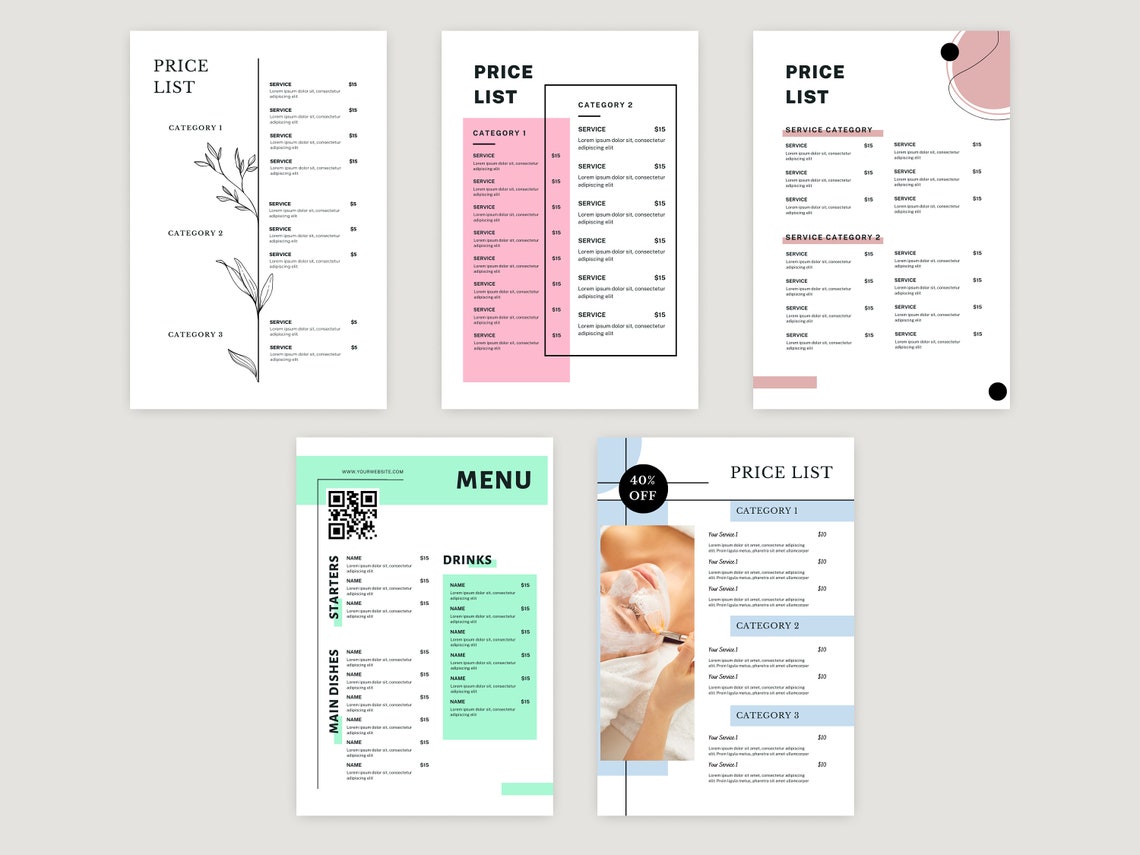 15 Editable Price List Templates Printable Price List Template Menu ...