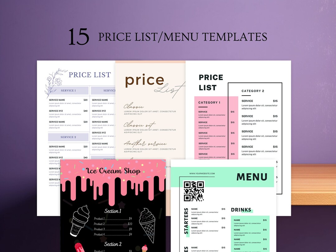 15 Editable Price List Templates Printable Price List Template - Etsy ...
