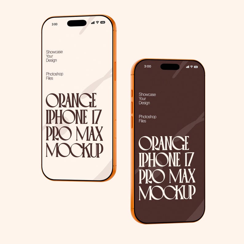 Orange iPhone 17 Pro Max Mockup – Realistic Phone PSD Template With ...