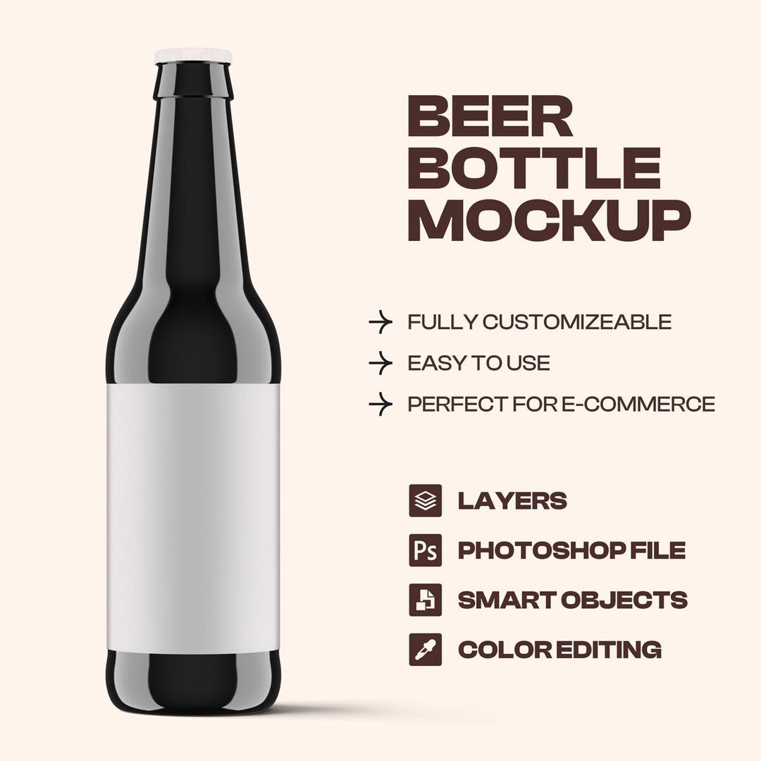 Beer Bottle Mockup, Beer Bottle Template, Beer Mock Up, Bottle Mockup ...