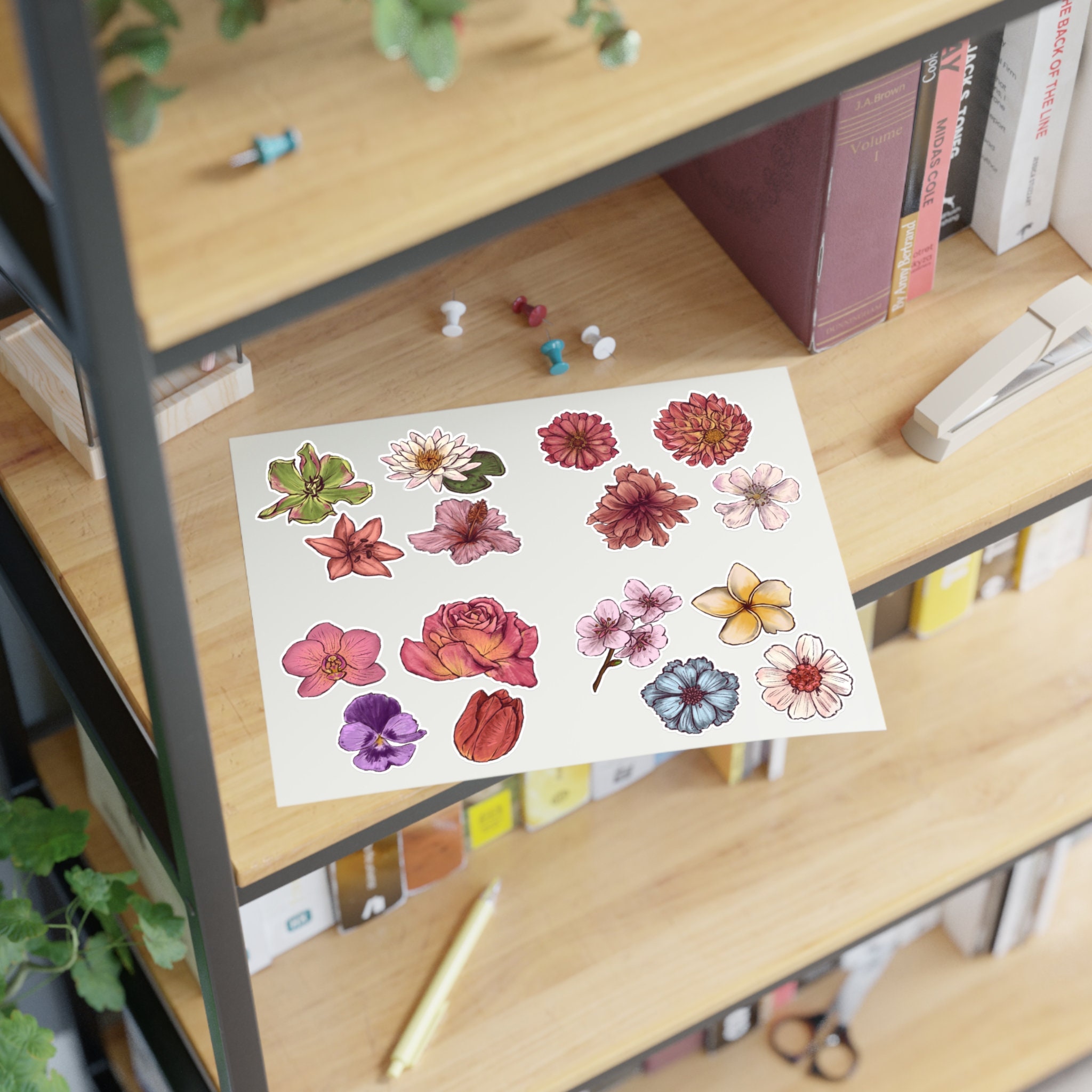 Flower Illustration Sticker Sheets Art Original Nature Flora Botanical ...