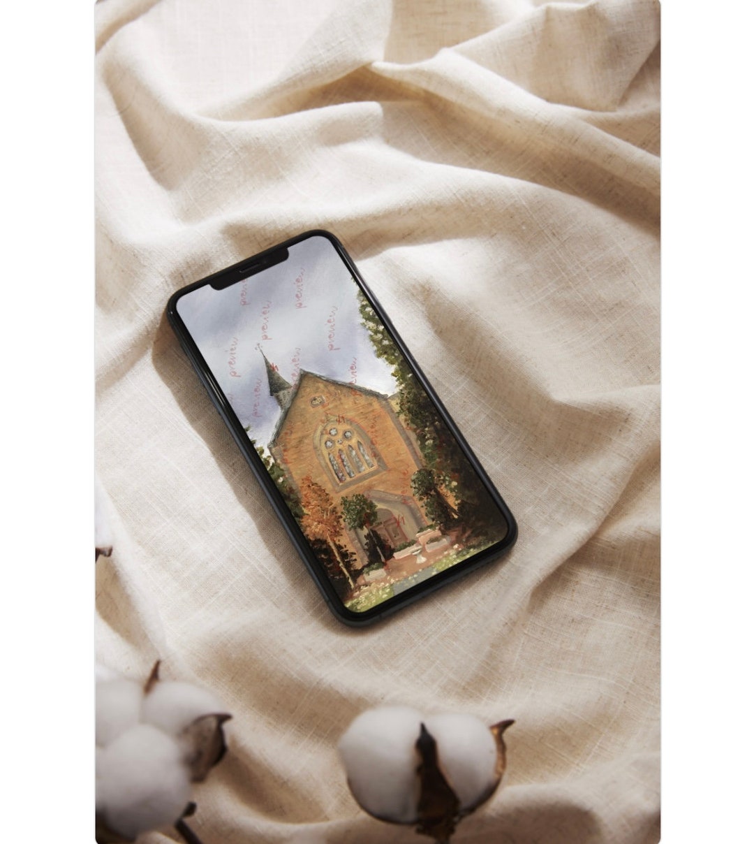 Church Painting Phone Wallpaper – Digital Download, Religious ...