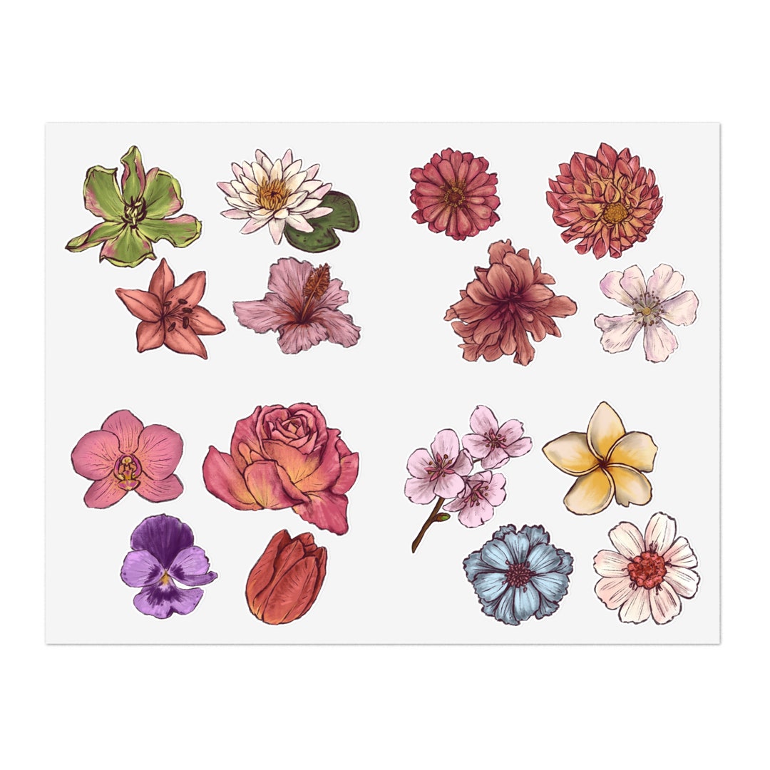 Flower Illustration Sticker Sheets Art Original Nature Flora Botanical ...