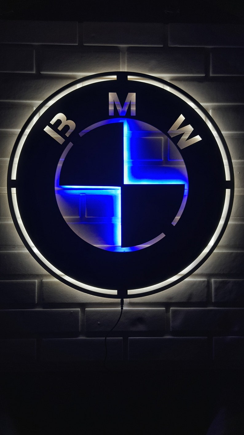 BMW Logo Led Sign BMW Logo Led Light Wood Wall Decor - Etsy