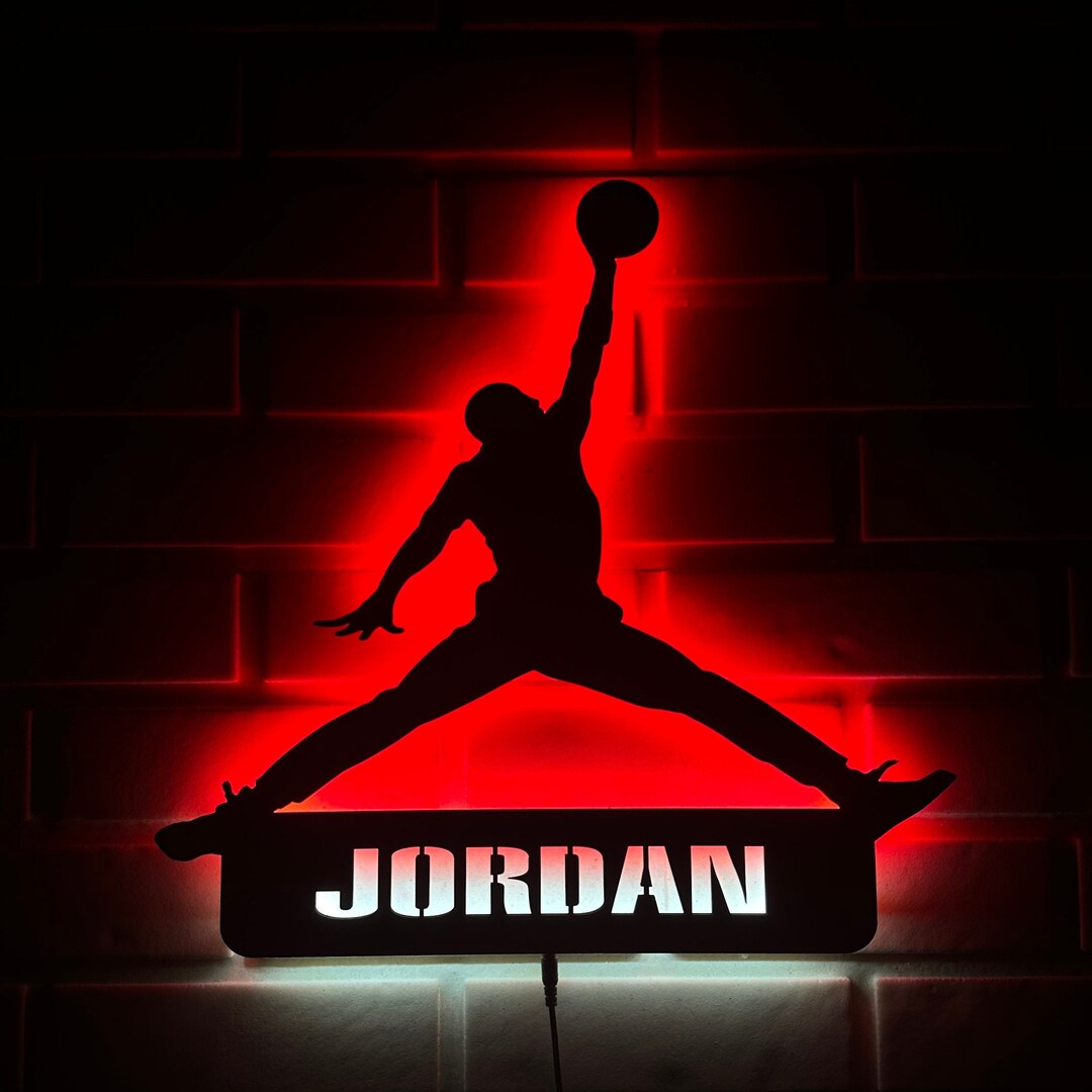 Jordan Led Sign Jordan Wall Art Jordan Led Light Wood Wall - Etsy