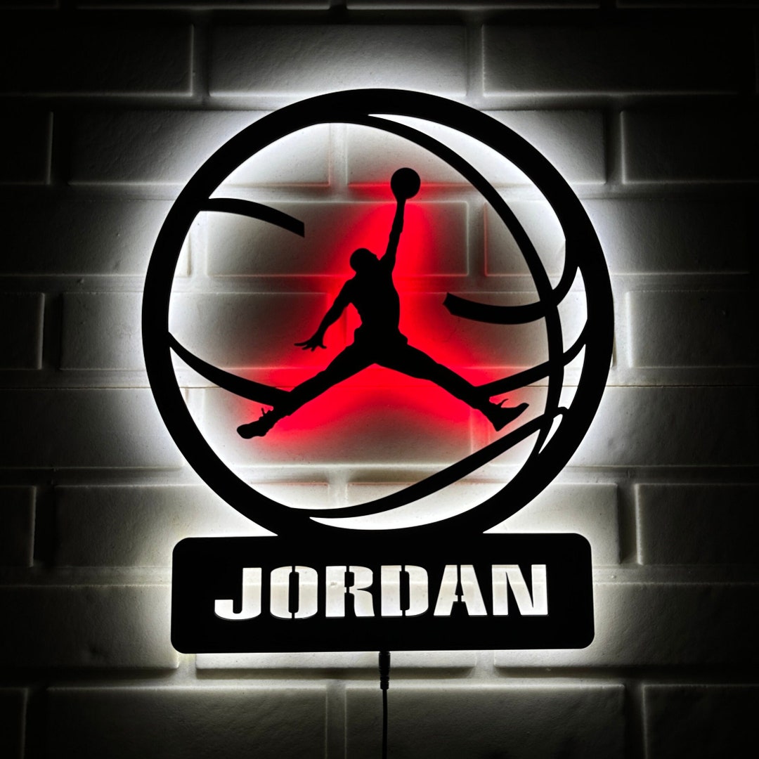 Jordan Led Sign Jordan Wall Art Jordan Led Light Wood Wall - Etsy