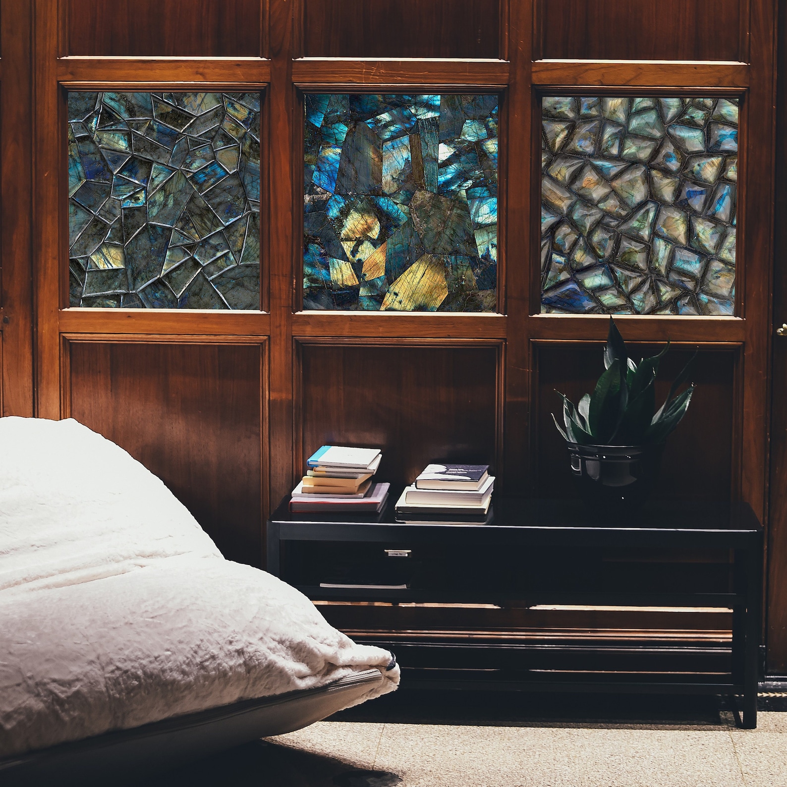 Labradorite Gemstone Mosaic Panel – Flat Cut Labradorite Interlocking ...