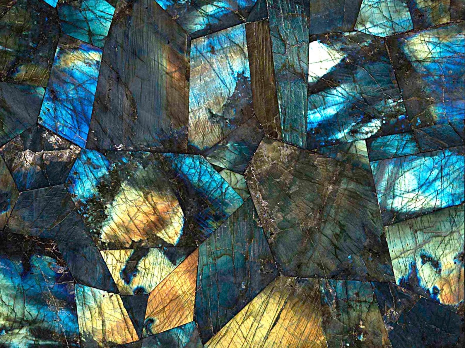 Labradorite Gemstone Mosaic Panel – Flat Cut Labradorite Interlocking ...
