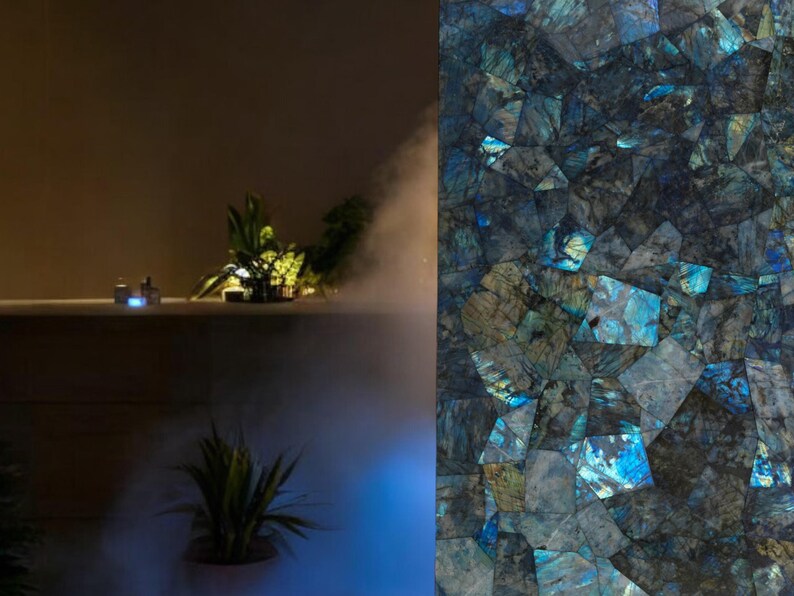 Labradorite Gemstone Mosaic Panel – Flat Cut Labradorite Interlocking ...