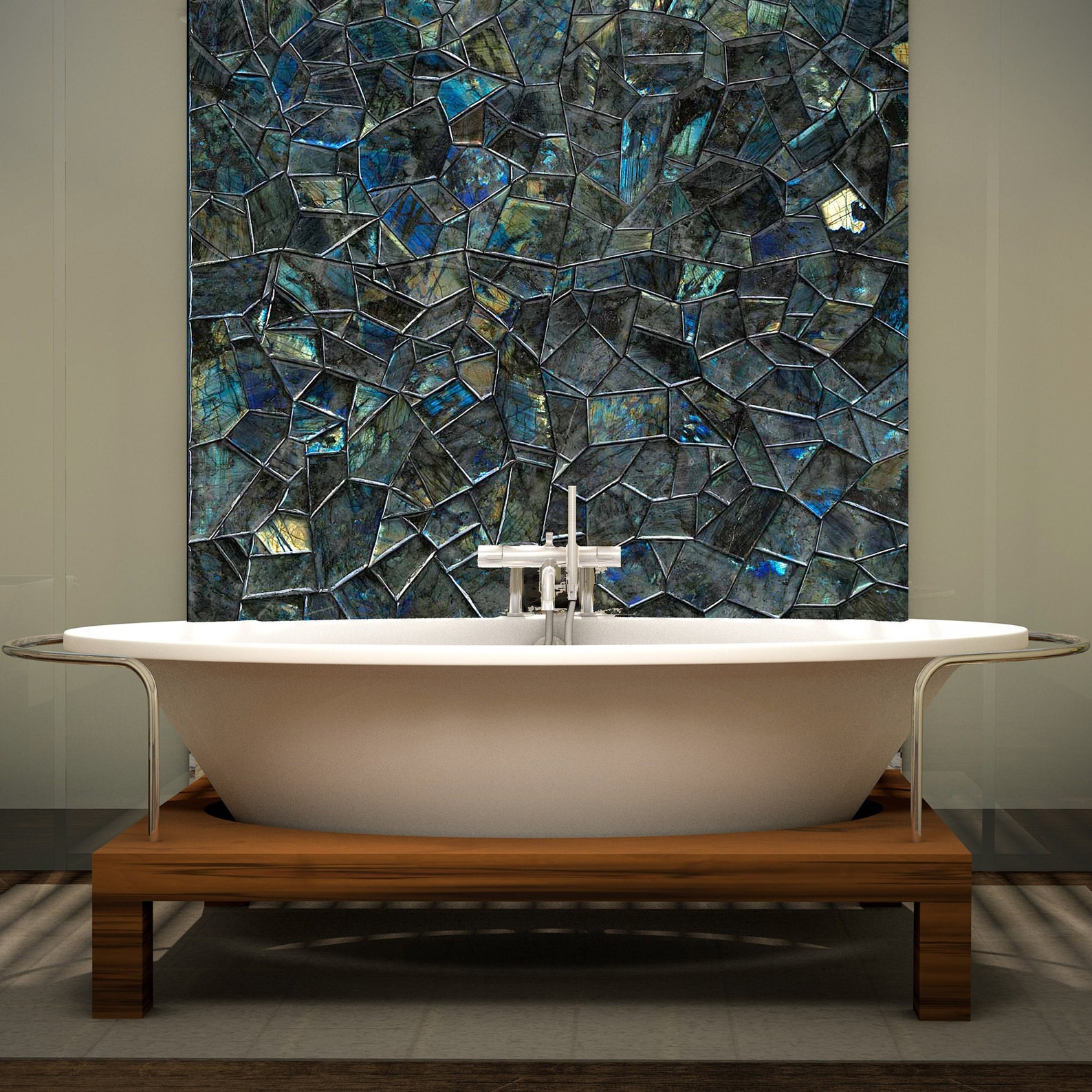 Labradorite Gemstone Mosaic Panel – Flat Cut Labradorite Interlocking ...