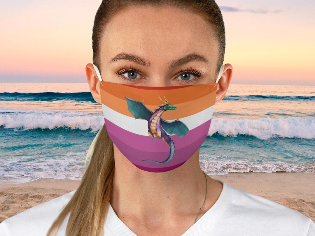 Pride Face Masks, Adjustable Face Covering, Lesbian Pride Dragon Face ...