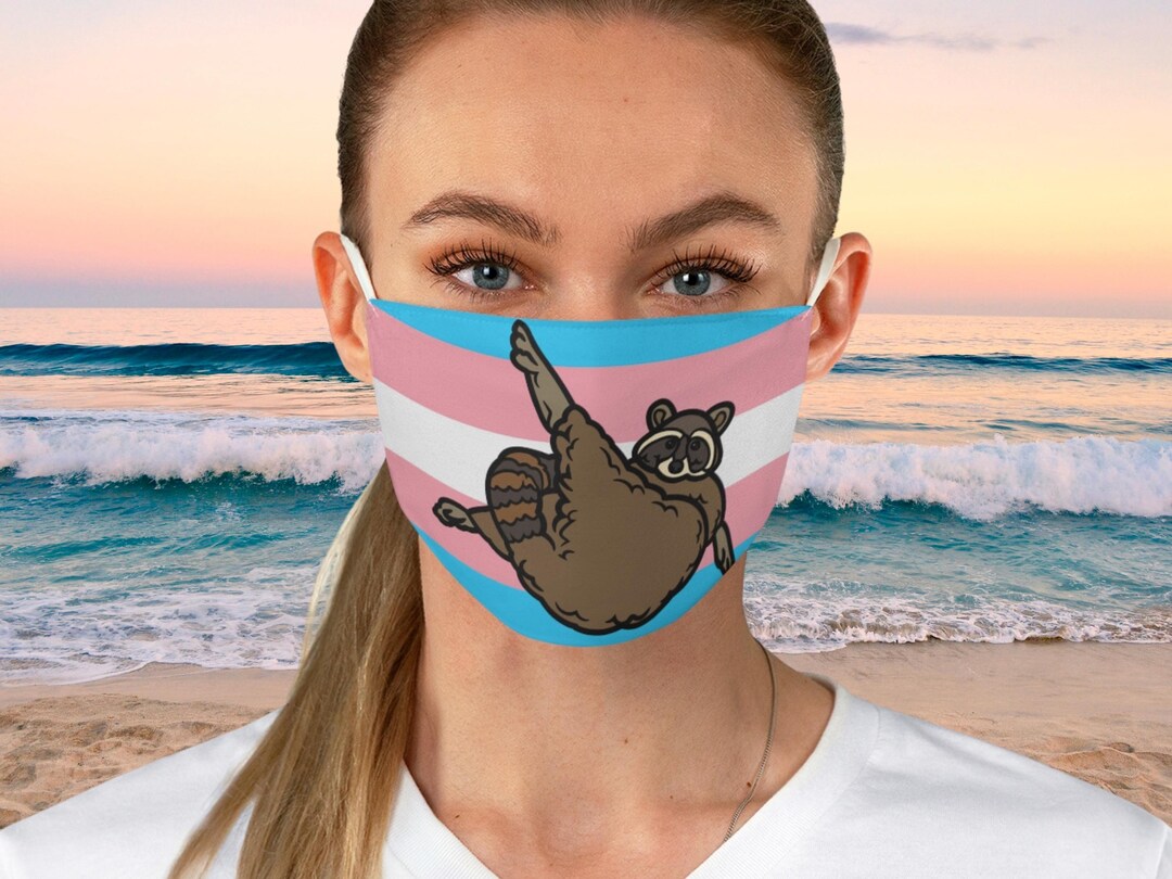 Pride Face Masks, Adjustable Face Covering, Trans Pride Raccoon Face ...