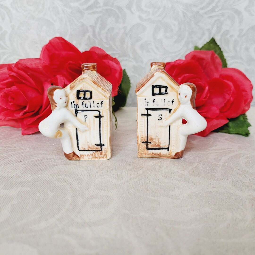 Vintage Risqué Porcelain Outhouse Nude Lady ill Hold The Salt and ...