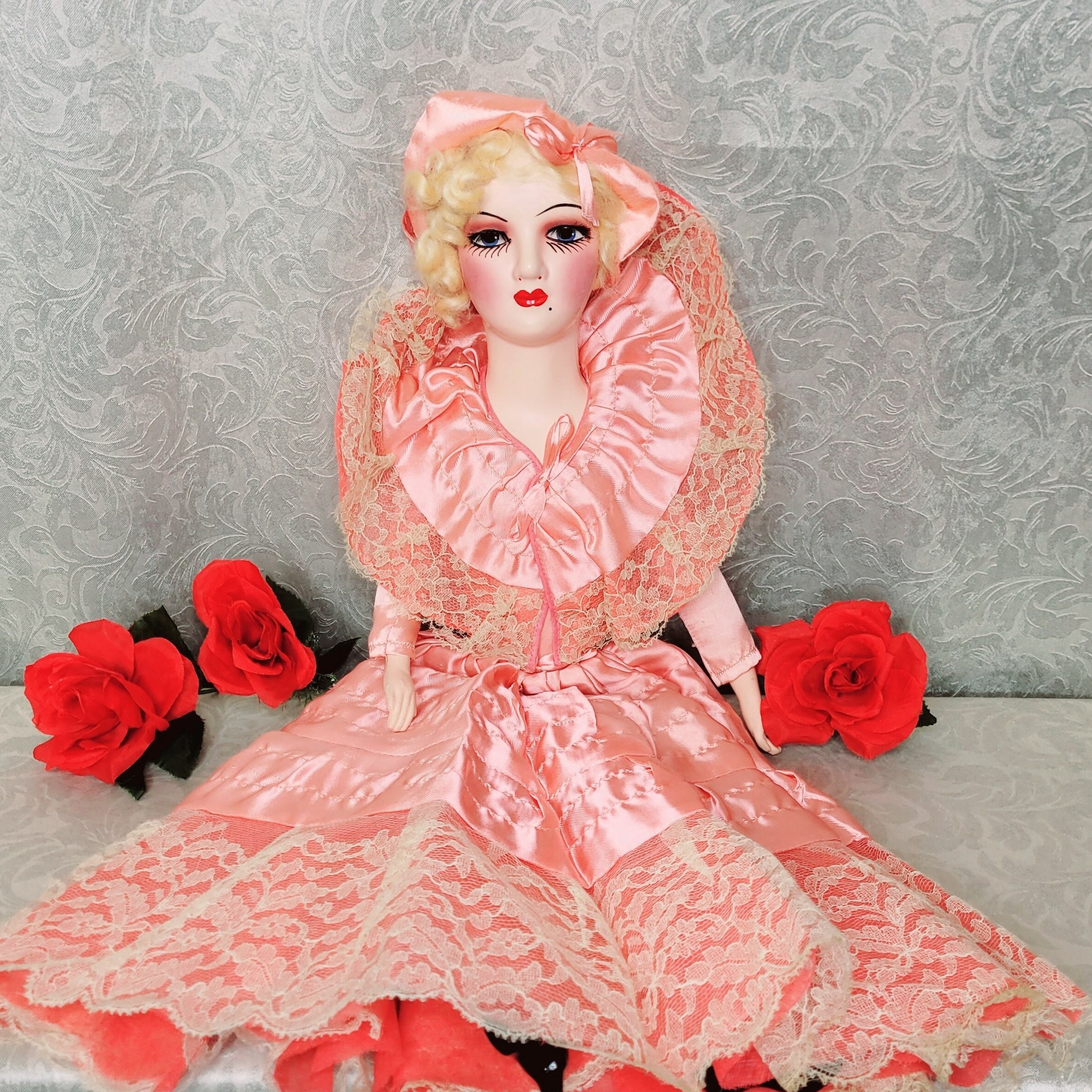 Vintage Antique French Boudoir/bed Doll. 1900's. Composite Doll/straw ...