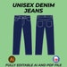 Custom Wearable Denim Jeans Digital Mockups Vector Adobe Illustrator ...