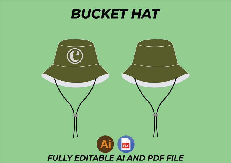 Custom Wearable Bucket Hats Digital Mockups Vector Adobe Illustrator ...