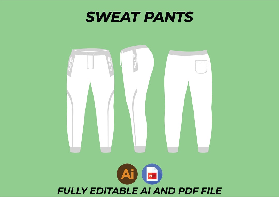 Custom Wearable Sweat Pants Digital Mockups Vector Adobe Illustrator ...