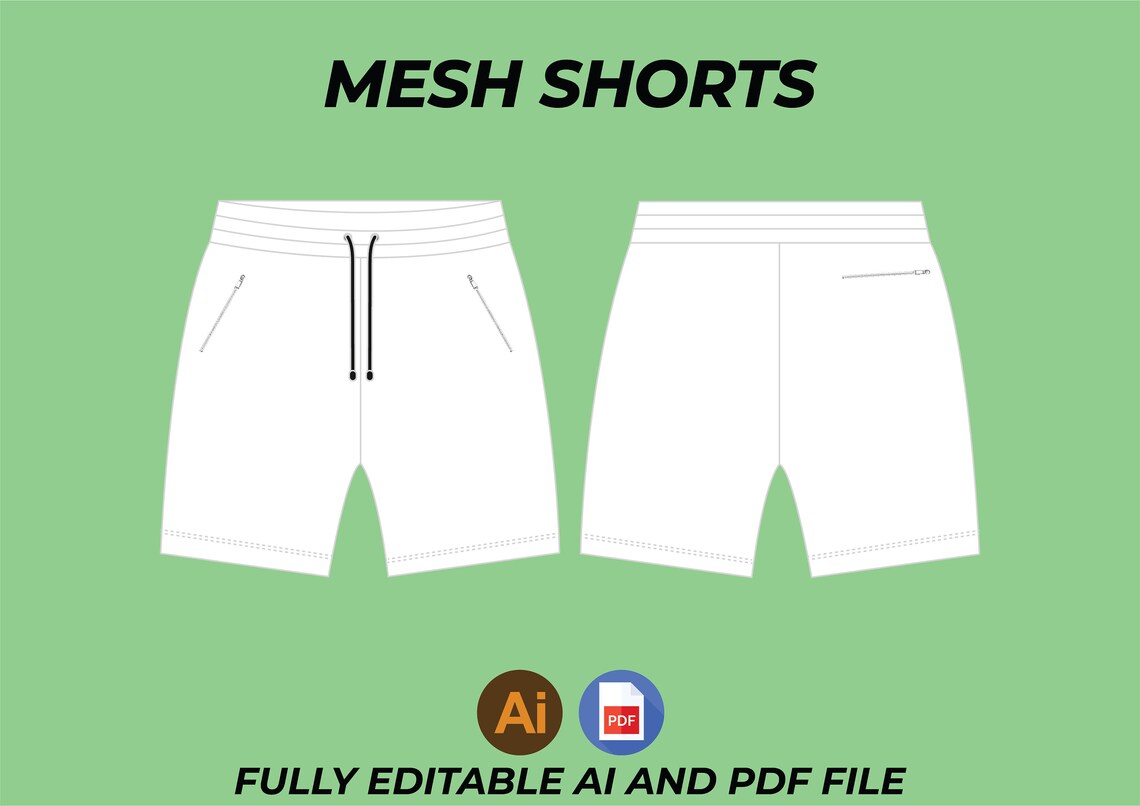 Custom Wearable Mesh Shorts Digital Mockups Vector Adobe Illustrator ...