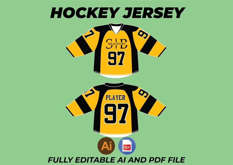 Custom Wearable Hockey Jersey Digital Mockups Vector Adobe Illustrator ...