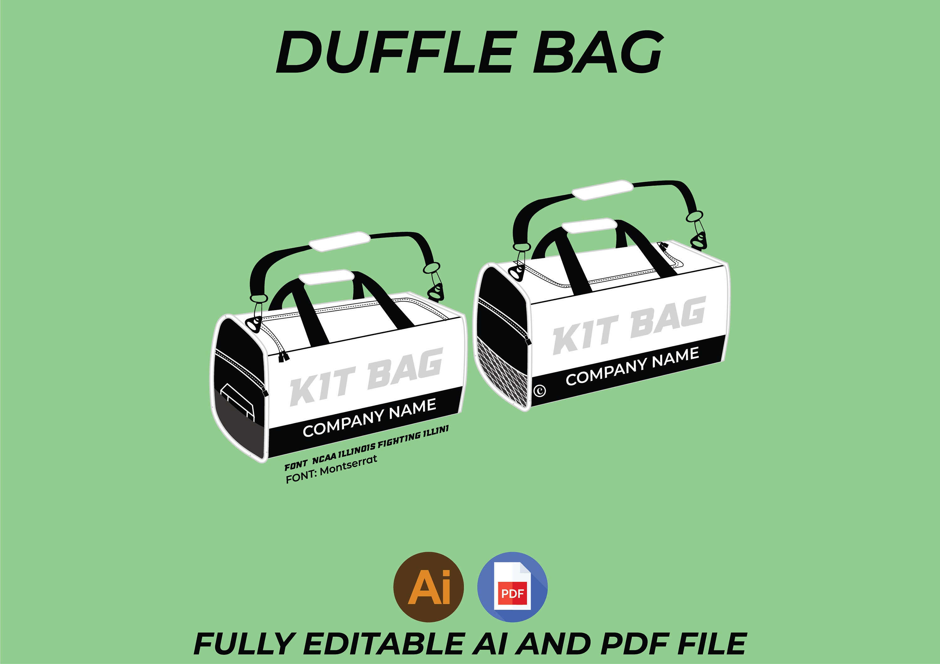 Duffle Bag Vector - Fashion Flat Sketch for Adobe Illustrator ...