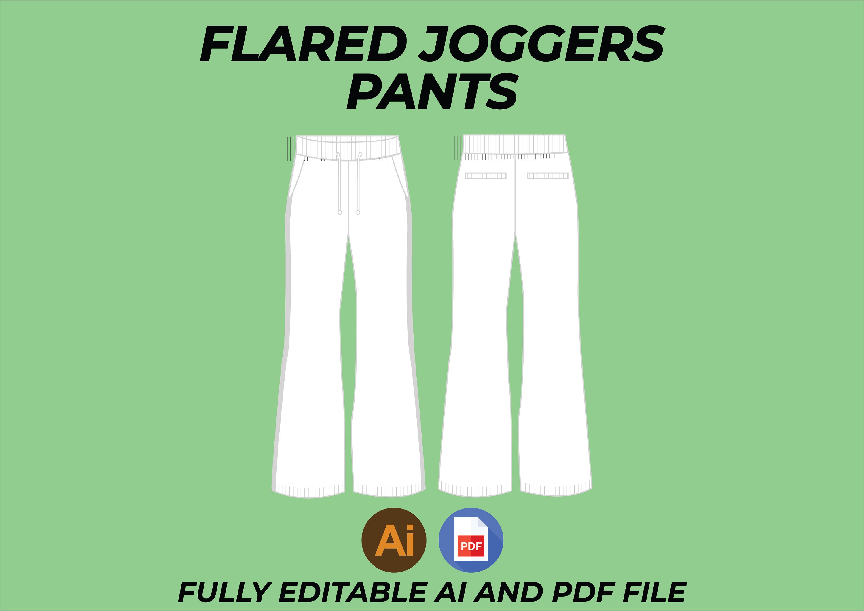 Custom Wearable Flared Joggers Pant Digital Mockups Vector Adobe ...