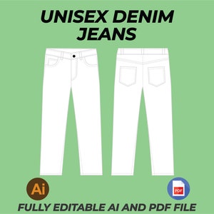 Custom Wearable Denim Jeans Digital Mockups Vector Adobe Illustrator ...