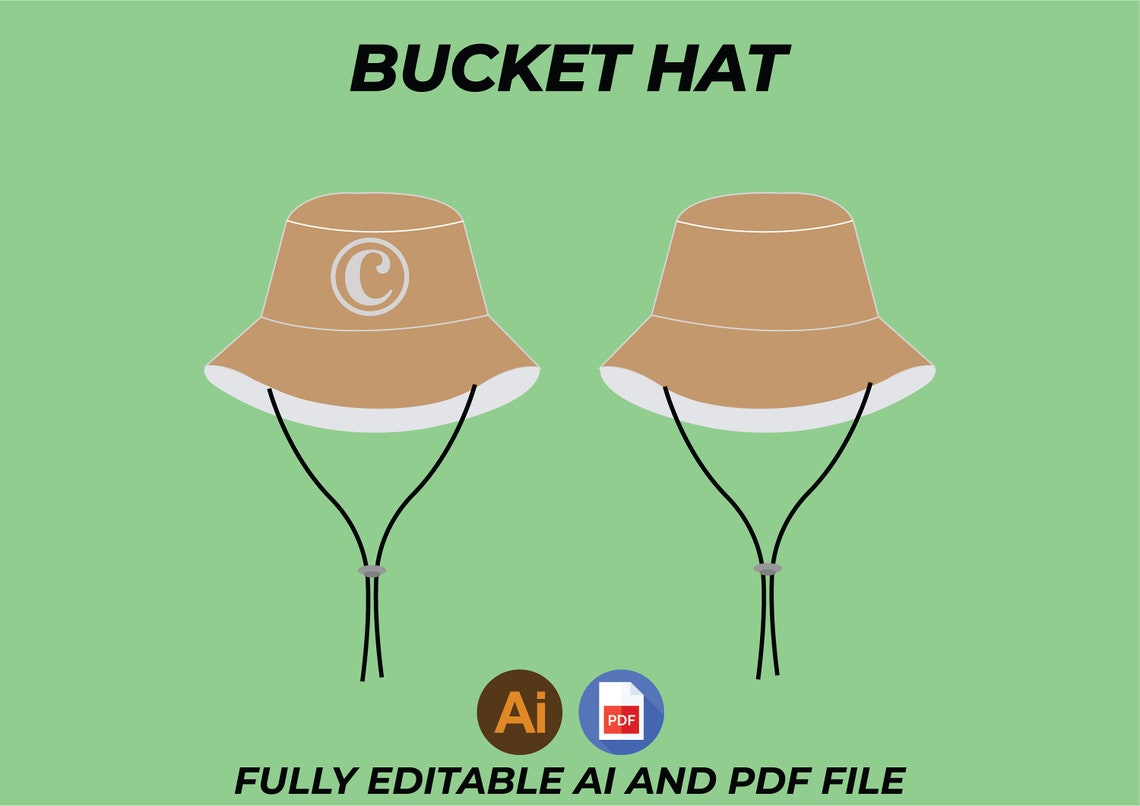 Custom Wearable Bucket Hats Digital Mockups Vector Adobe Illustrator ...