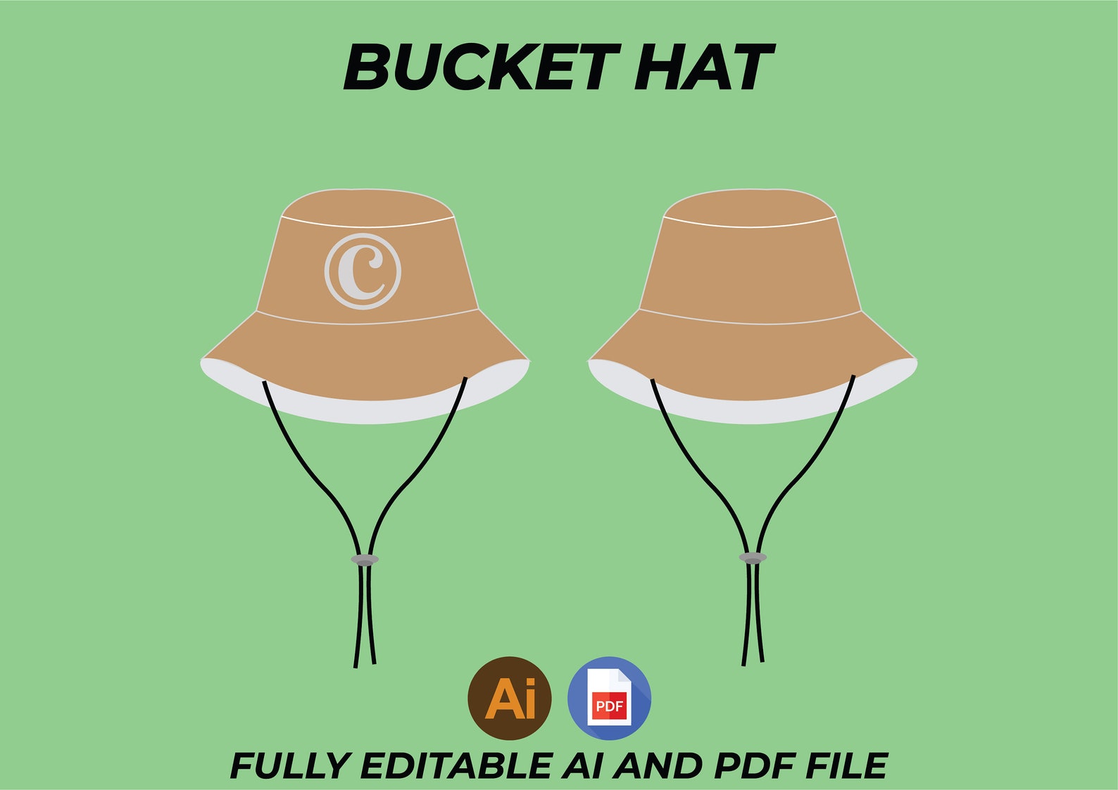 Custom Wearable Bucket Hats Digital Mockups Vector Adobe Illustrator ...