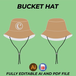 Custom Wearable Bucket Hats Digital Mockups Vector Adobe Illustrator ...