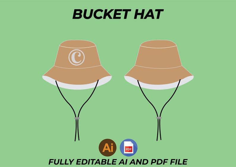 Custom Wearable Bucket Hats Digital Mockups Vector Adobe Illustrator ...