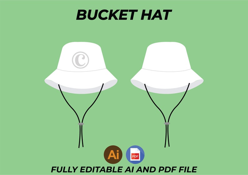 Custom Wearable Bucket Hats Digital Mockups Vector Adobe Illustrator ...