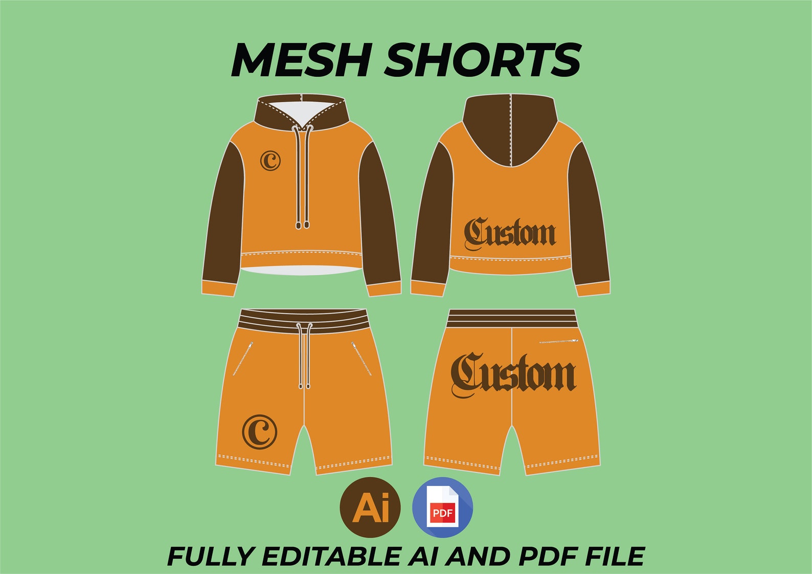 Custom Wearable Mesh Shorts Digital Mockups Vector Adobe Illustrator ...